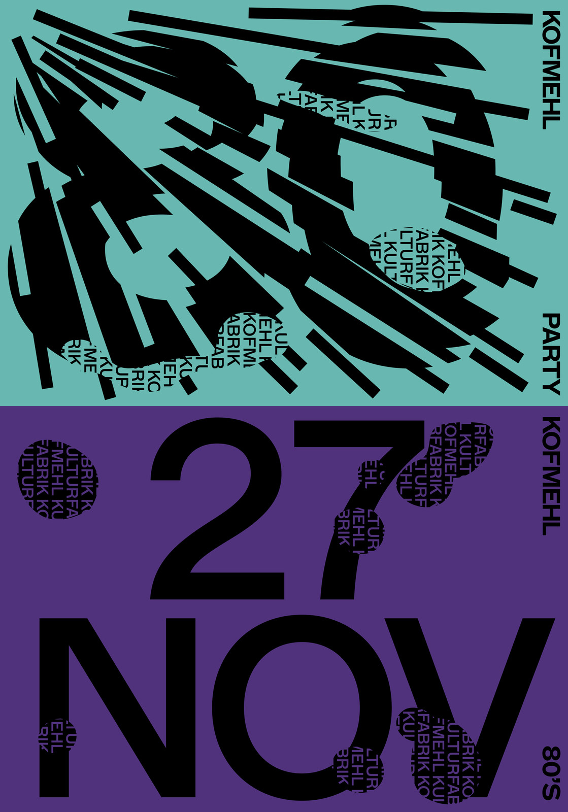 “Kofmehl – Booom / Twenty / 80’s”, 2021, by Studio Daniel Peter for 100 beste Plakate - typo ...