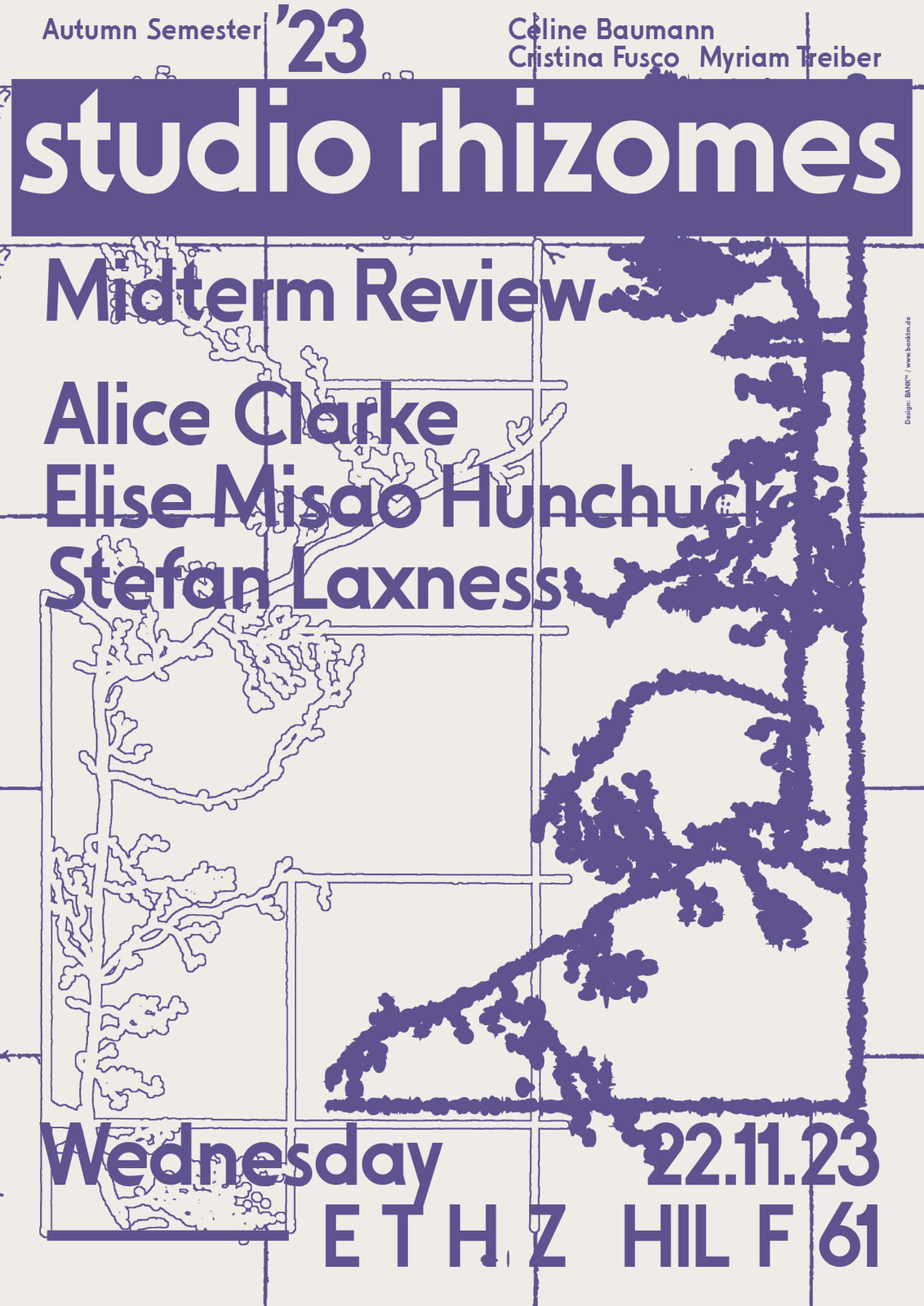 “Studio Rhizome at ETH Zurich”, 2023, by BANK™ - typo/graphic posters