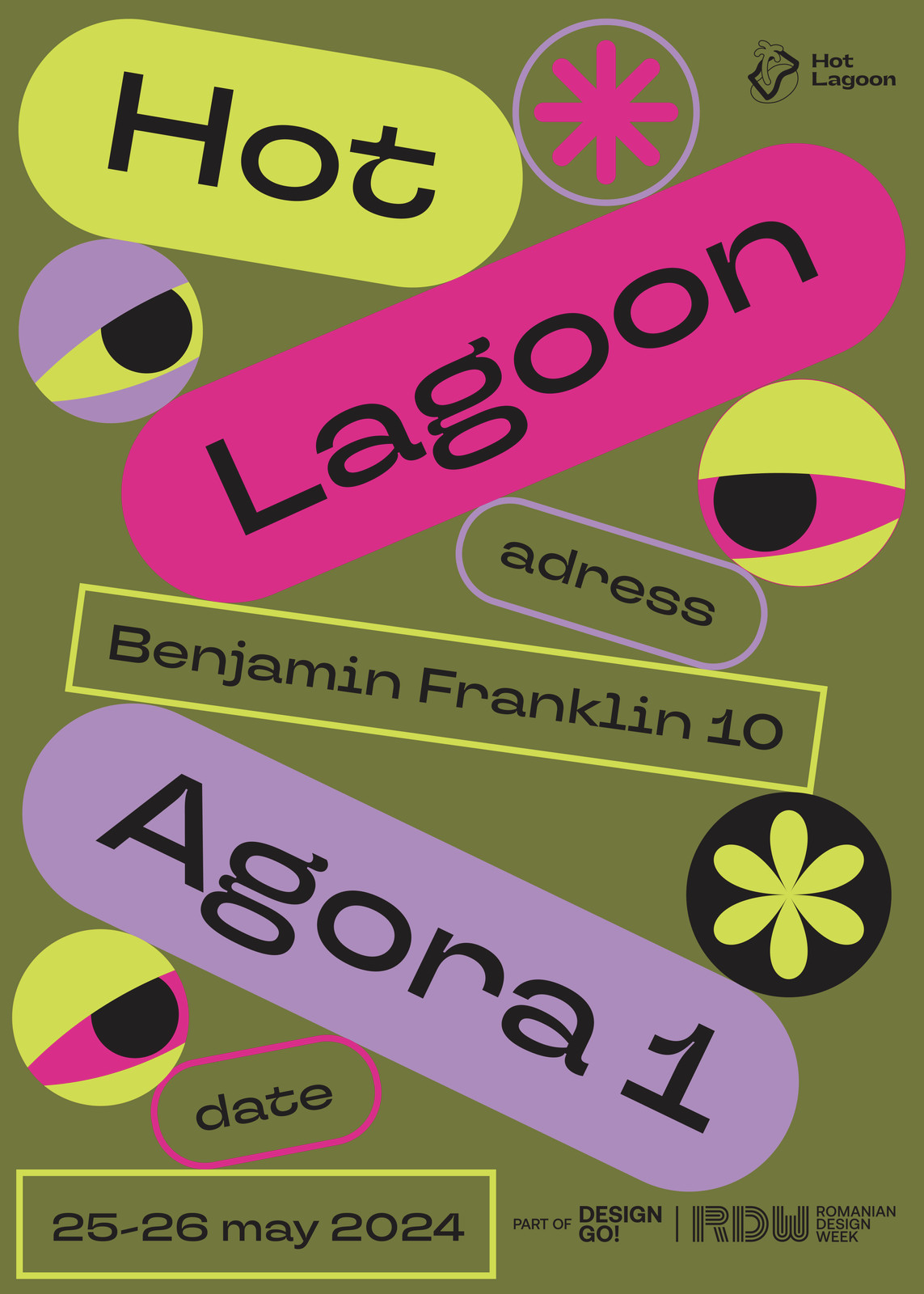 “Hot Lagoon Agora 1”, 2024, by Eleni Dafini Bacula - typo/graphic posters
