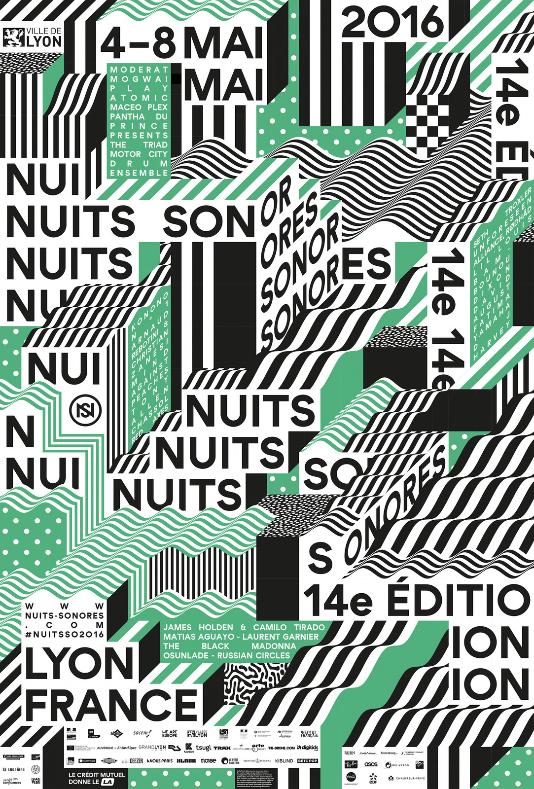 “Nuits sonores”, 2016, by Studio Feixen - typo/graphic posters
