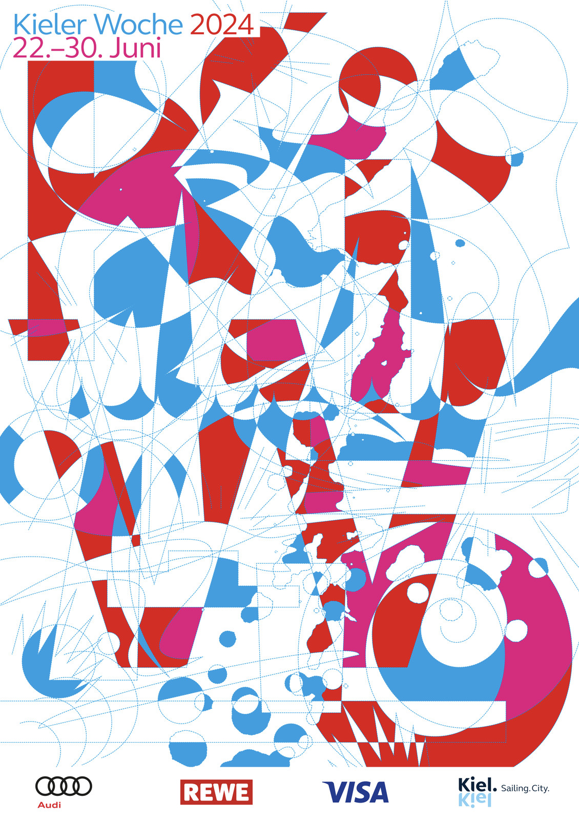 “Kieler Woche”, 2024, by Studio Tillack Knöll for Kieler Woche - typo/graphic posters