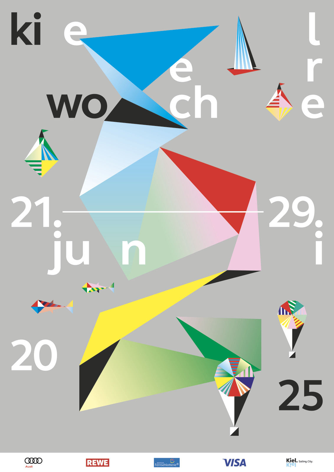 2025, by Muthesius Kunsthochschule for Kieler Woche - typo/graphic posters