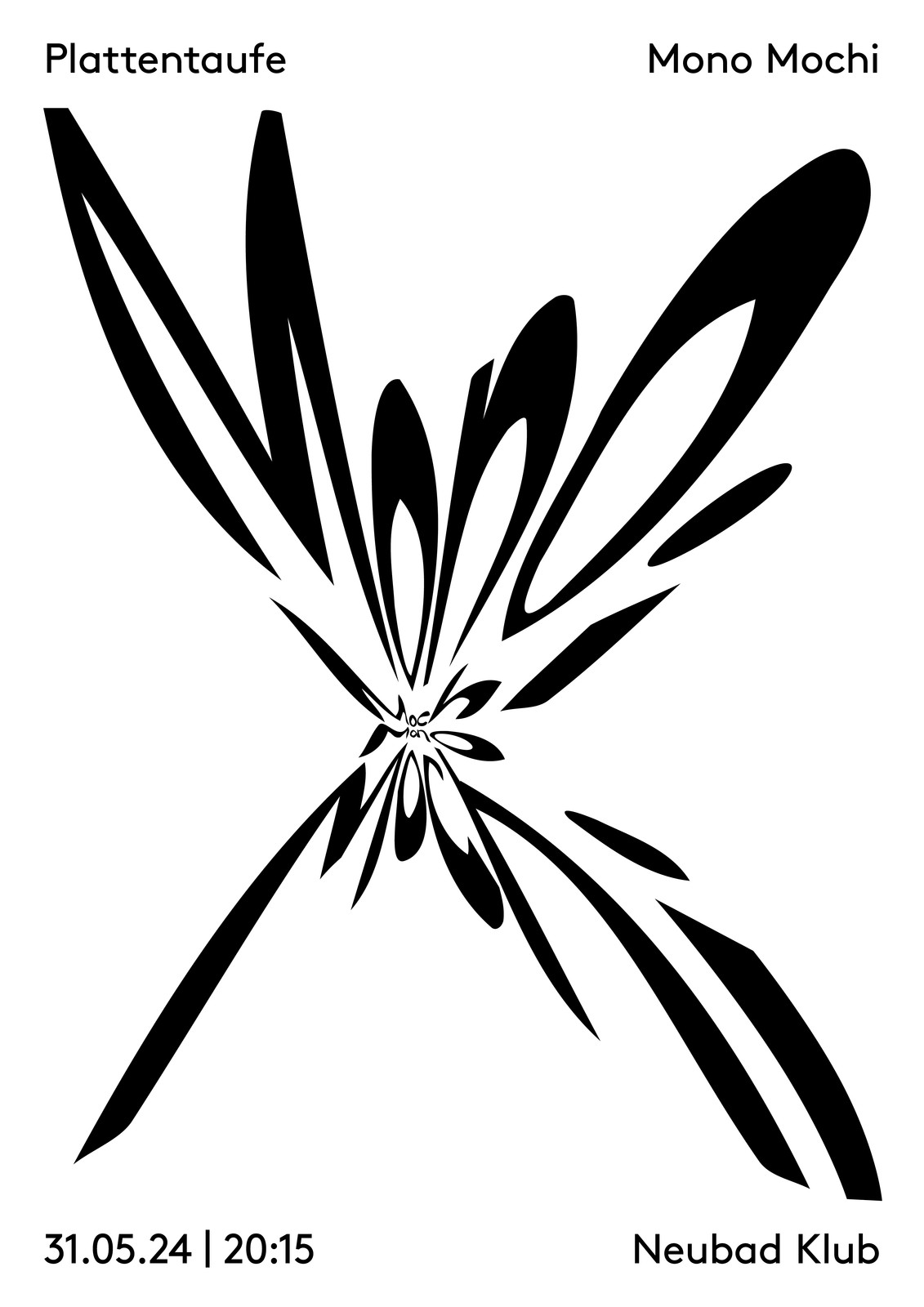 “Plattentaufe: Mono Mochi”, 2024, by Studio Bollo for Neubad - typo/graphic posters