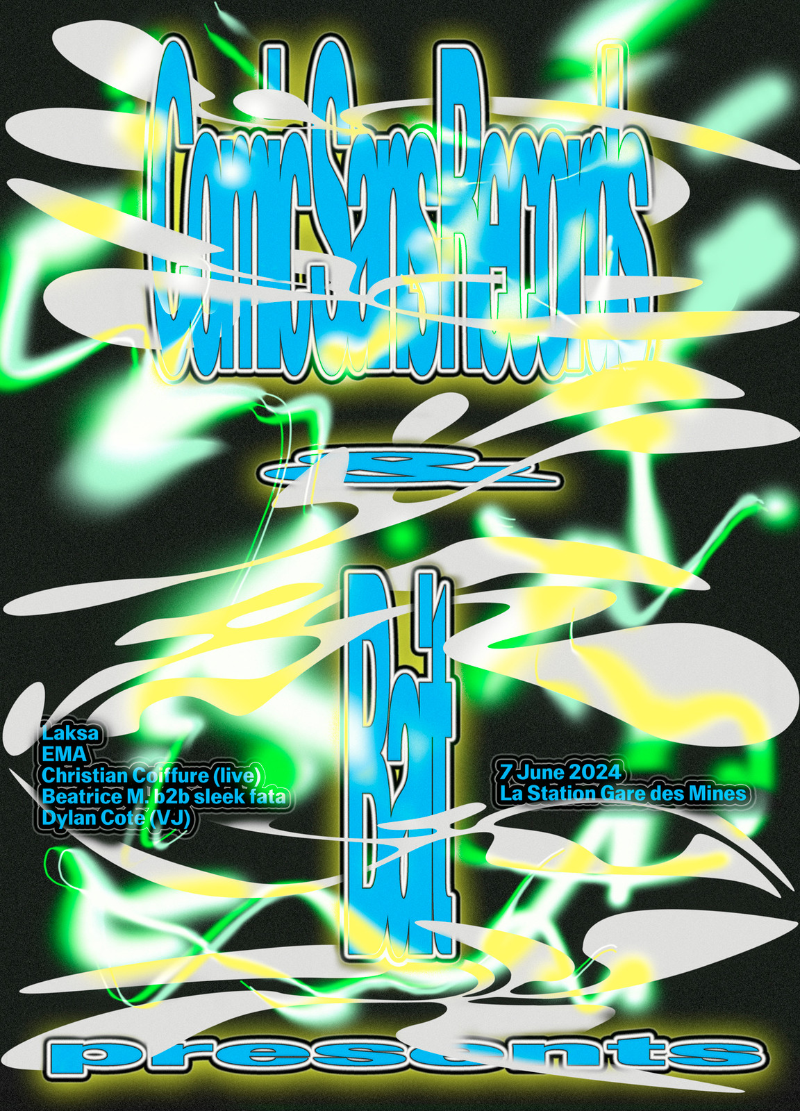 “Comic Sans Records x Bait”, 2024, by Robert Radziejewski - typo/graphic posters