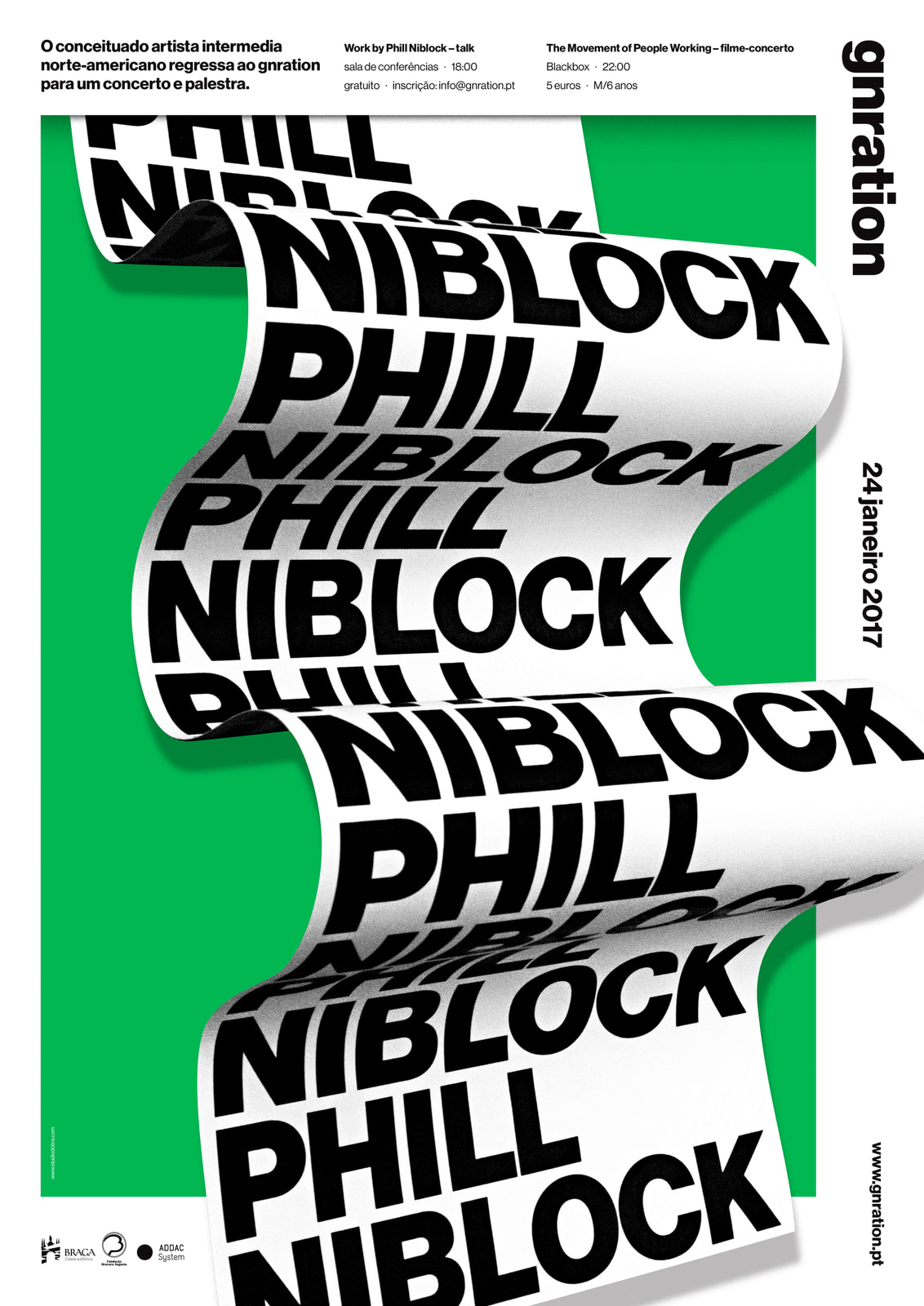 “Phill Niblock”, 2017, by studio dobra - typo/graphic posters