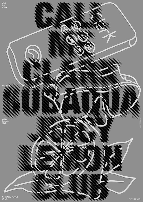 “Call Me Clark”, 2023, by gianluca alla for Neubad - typo/graphic posters